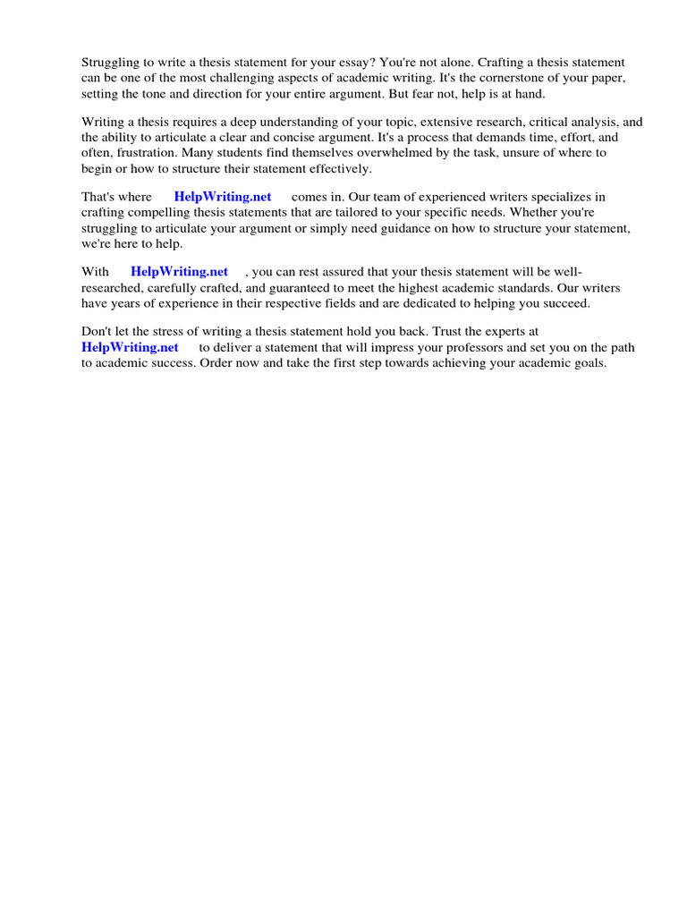 Writing A Thesis Statement For Essay | PDF | Essays | Thesis