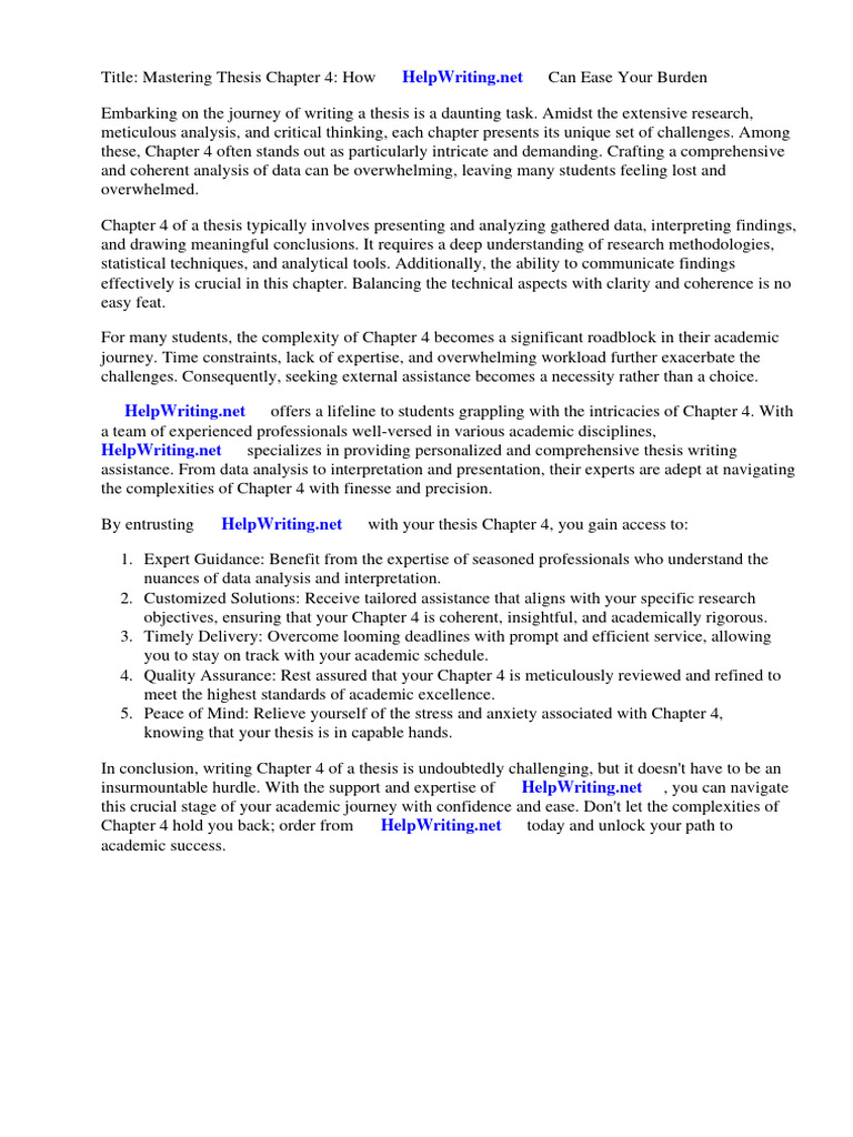 Writing Thesis Chapter 4 | Download Free PDF | Thesis | Methodology