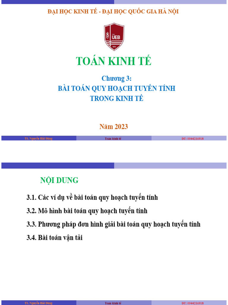 C3. Bai Toan Quy Hoach Tuyen Tinh Trong Kinh Te - New 23.10.23 | PDF