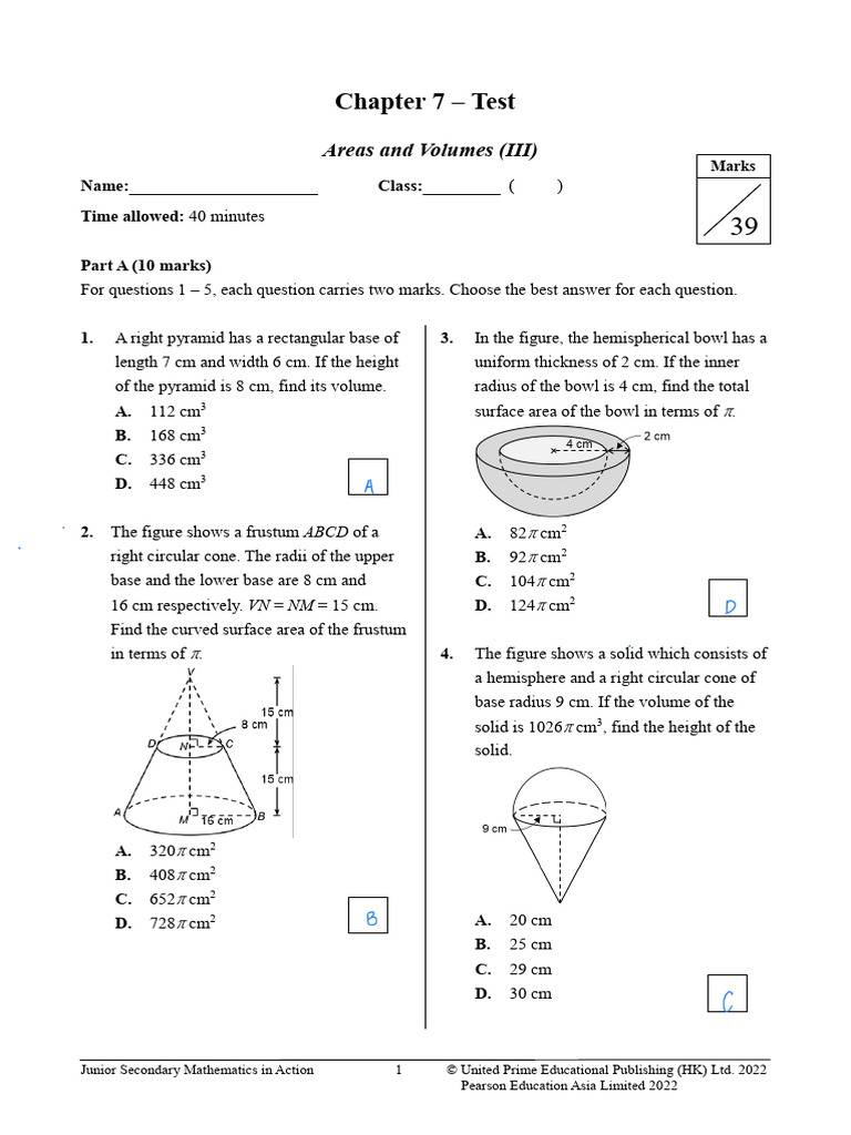 S3 pre-UT | Download Free PDF | Area | Sphere