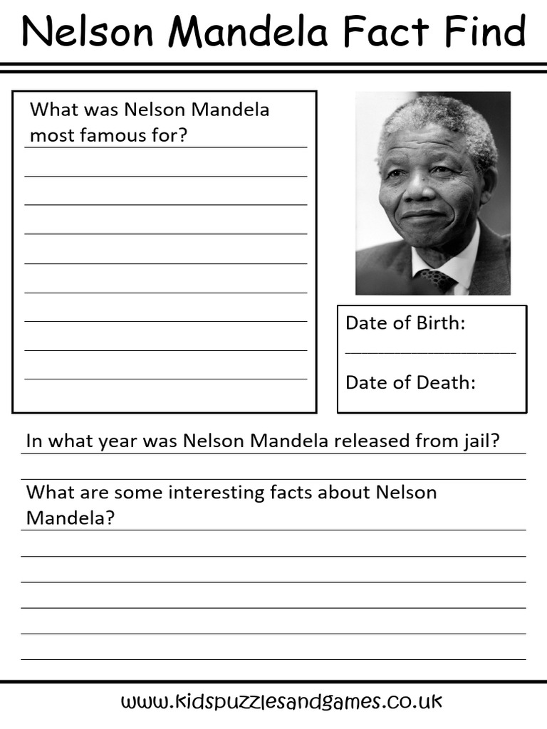 Nelson Mandela Fact Finder Sheet | PDF