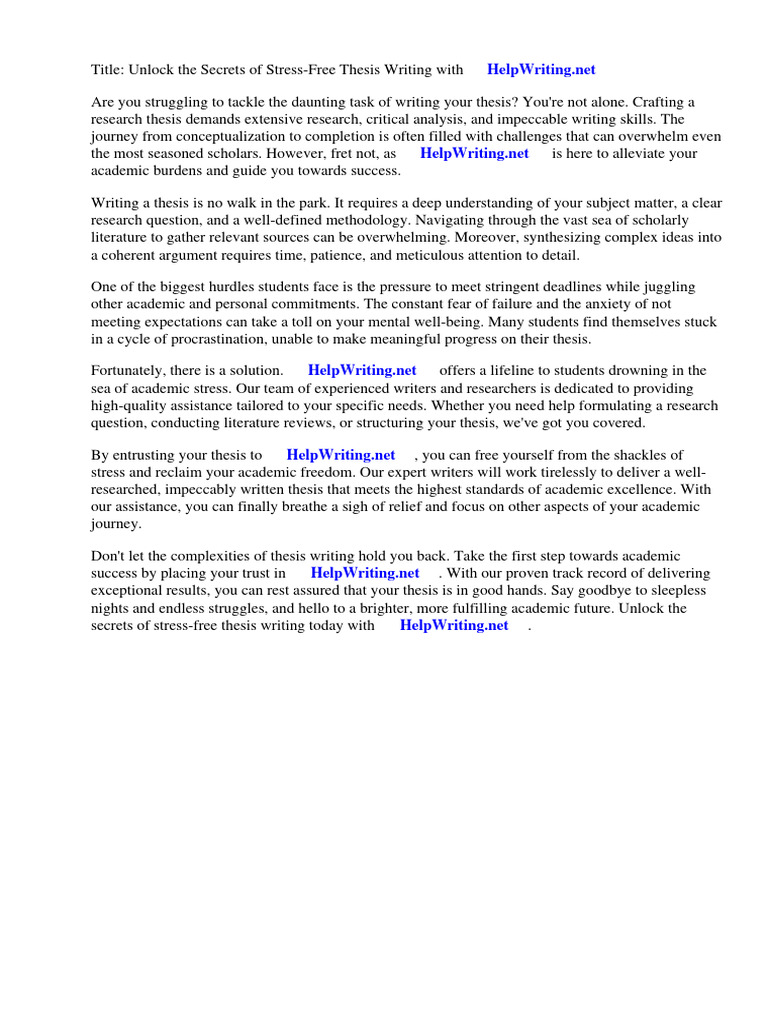 Stress-Free Thesis Writing Guide | PDF | Search Engine Optimization ...