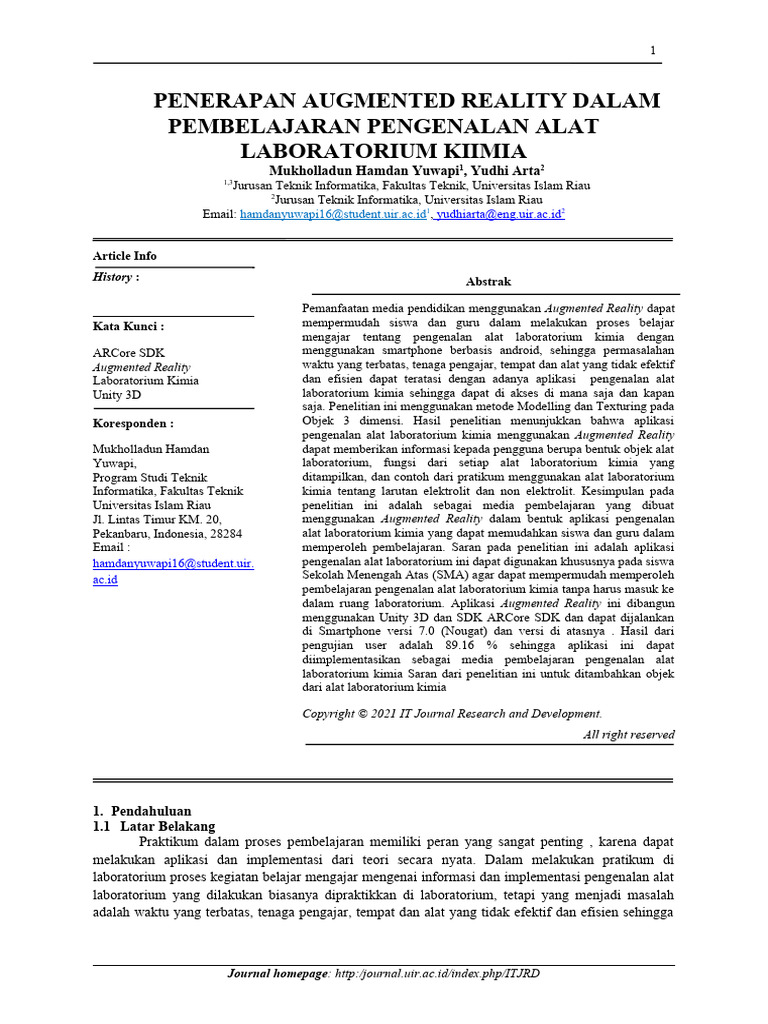 Penerapan Augmented Reality Pada Laboratorium Kimia | PDF | Komputer