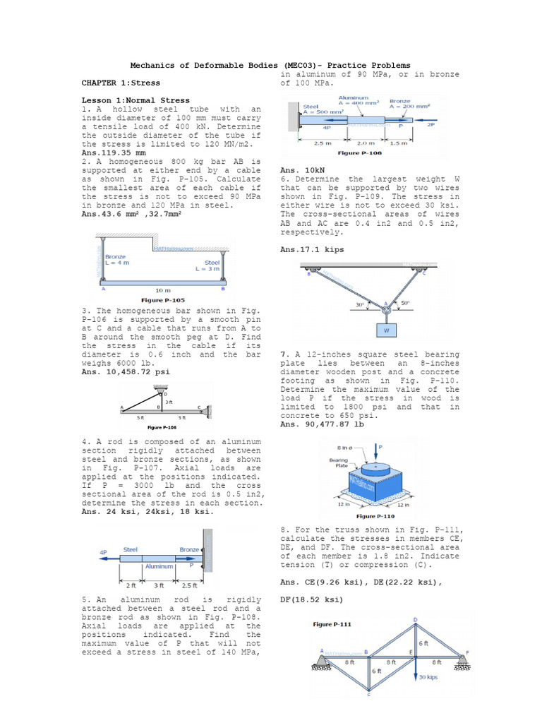 Stress Analysis Practice Problems | PDF | Stress (Mechanics) | Strength ...