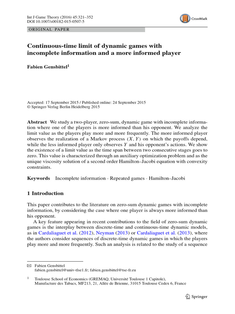Continuous-Time Limit of Dynam | PDF | Stochastic Differential Equation | Discrete Time And ...