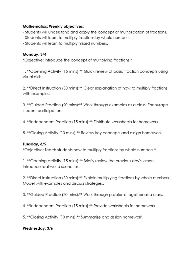 Multiplying Fractions Lesson Plan | PDF | Multiplication | Lesson Plan