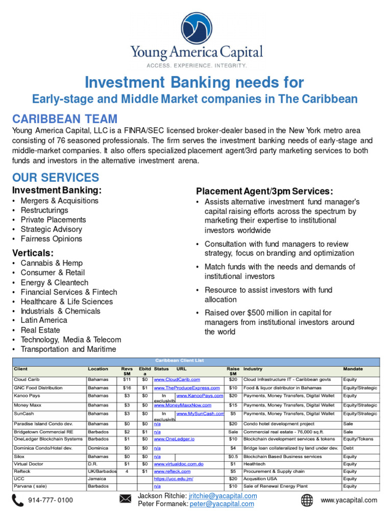 Caribbean Team Intro | PDF | Investment Banking | Investor