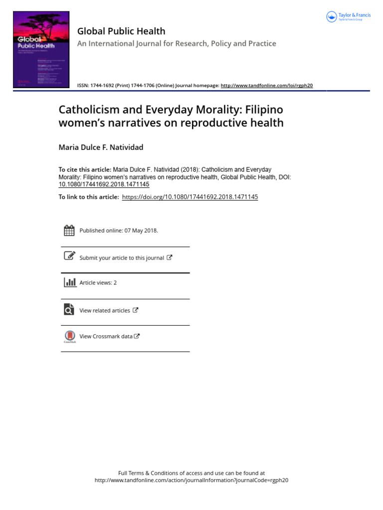 Catholicism and Everyday Morality - Filipino Womens Naratives On ...