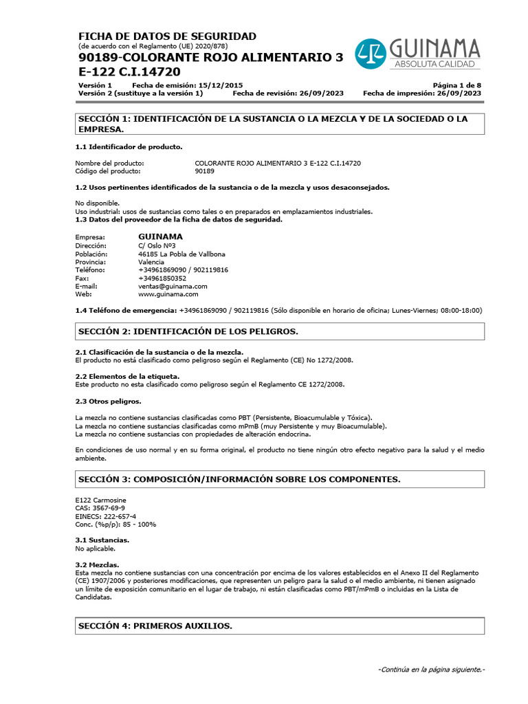 Ficha Tecnica Colorante Rojo Alimentario 3 | Descargar gratis PDF ...