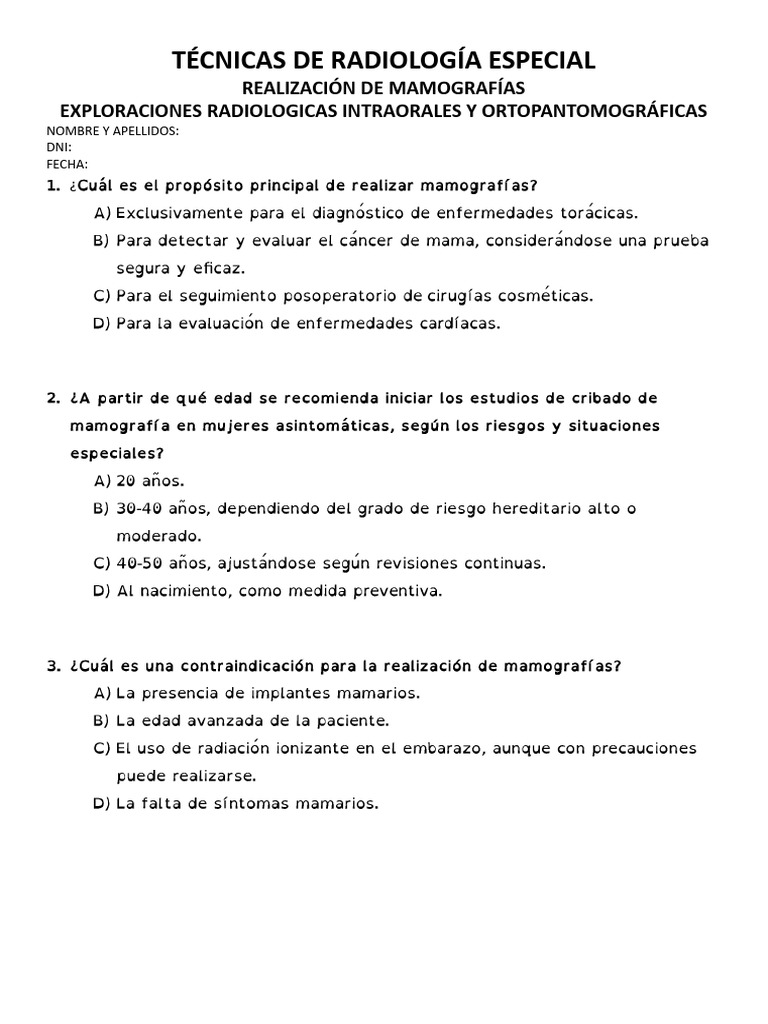 Examen Radiologia Especial - Dislexia | PDF | Radiología | Ingeniería ...