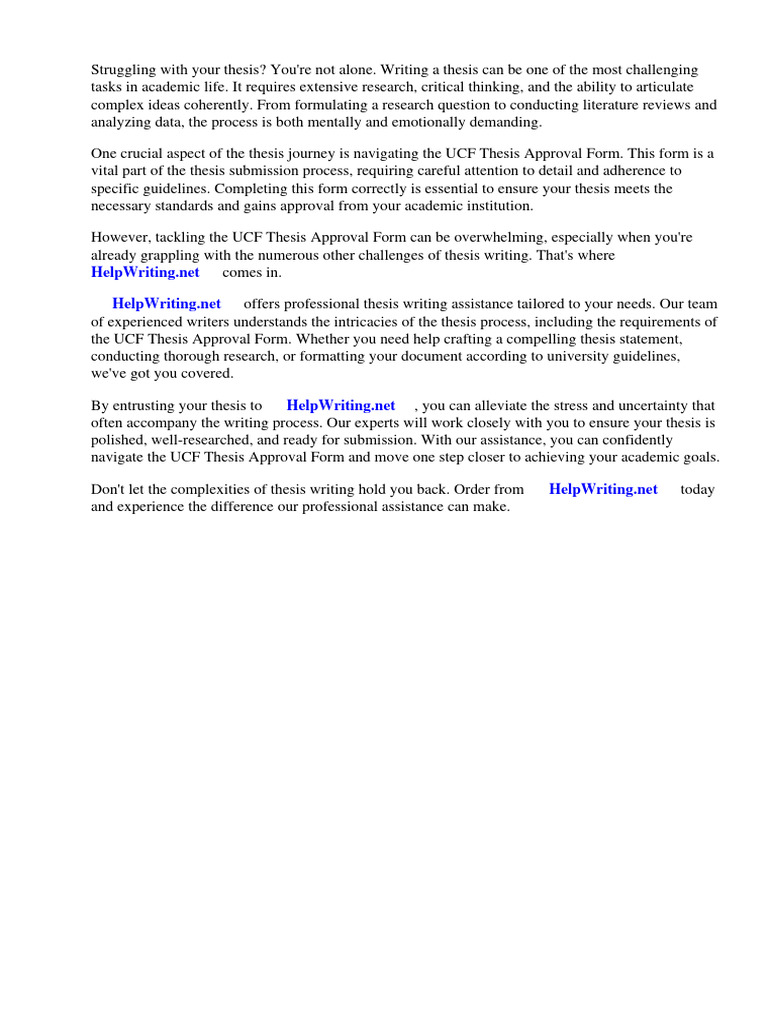 Ucf Thesis Approval Form | PDF | Thesis