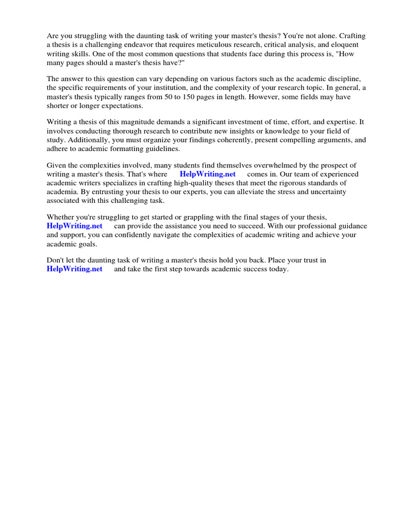 How Many Pages Should A Masters Thesis Have | PDF | Thesis