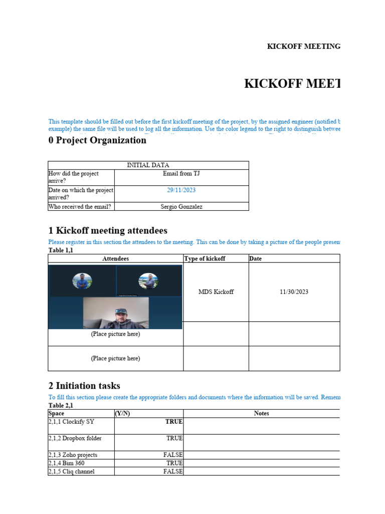MDS Kickoff Meeting Form Template | PDF | Concrete | Wood