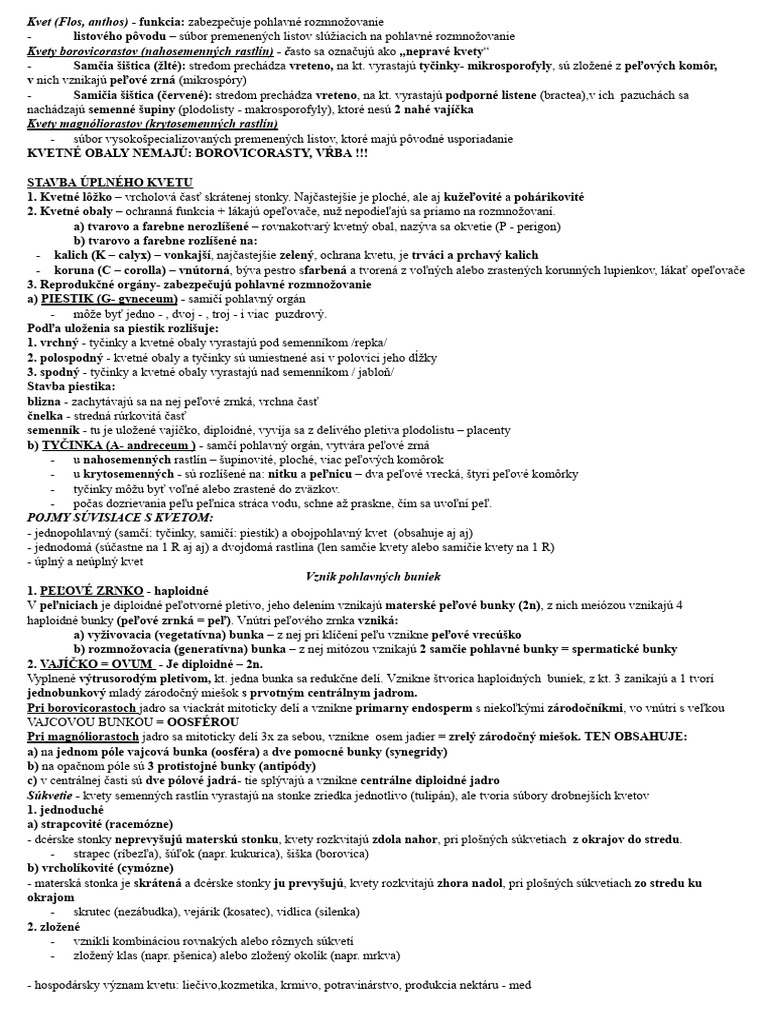 Plod, Semeno, Kvet | PDF