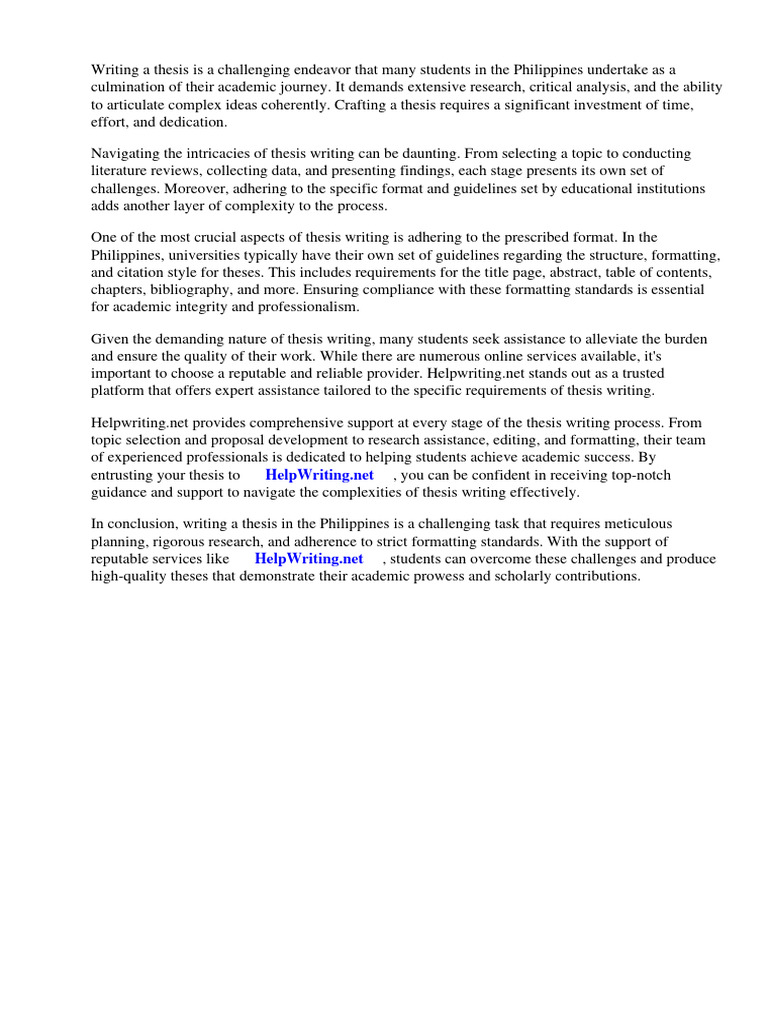 Thesis Writing Format in the Philippines | PDF | Thesis