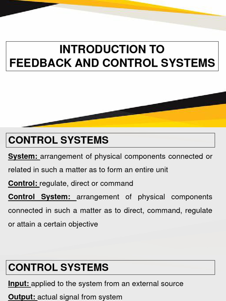 1 Introduction To Feedback and Control Systems | PDF | Control Theory | Feedback
