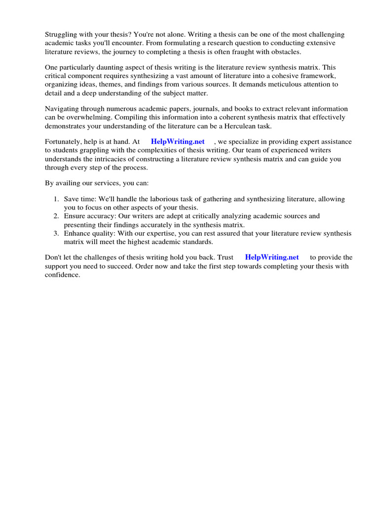 Literature Review Synthesis Matrix Pdf Logistics Inventory