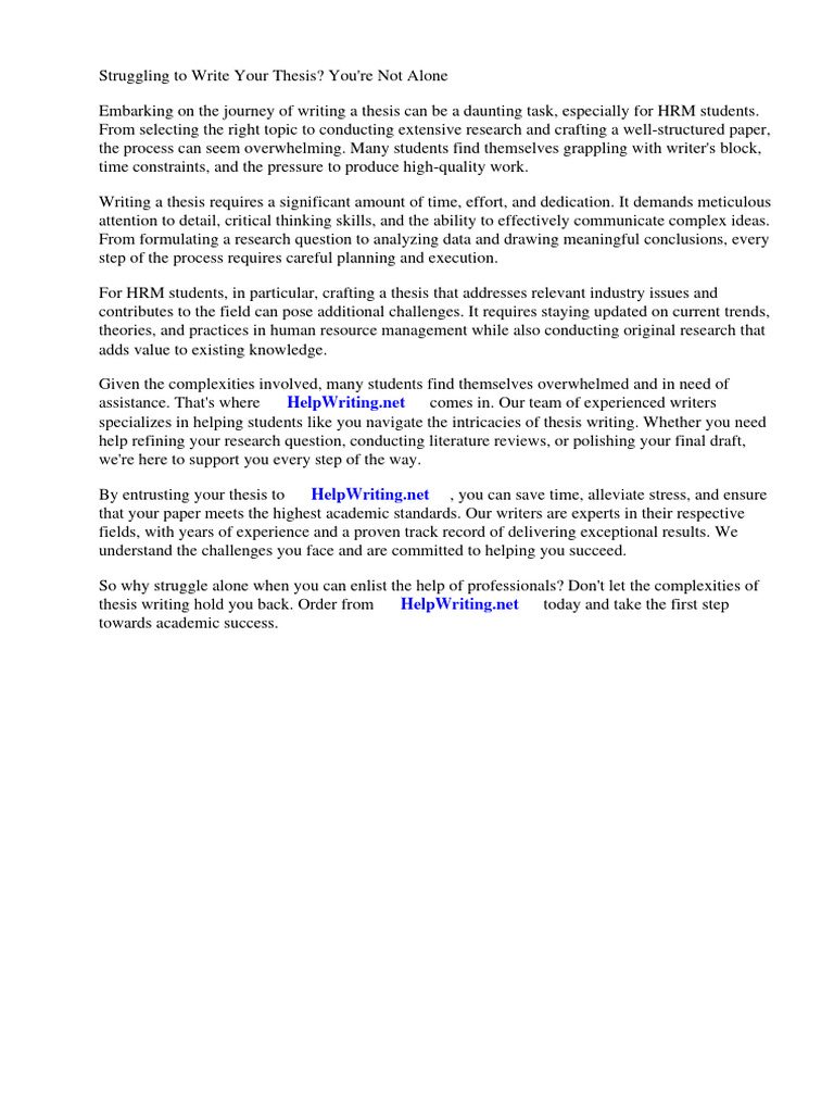 Sample Thesis Title For HRM Students | PDF | Thesis | Human Resource ...