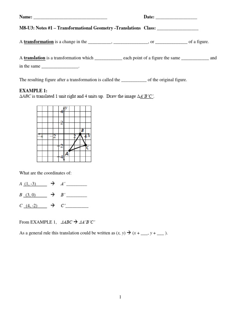 Transformation Packet Pdf Shape Cartesian Coordinate System