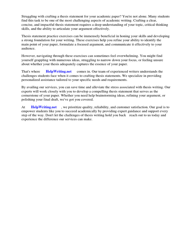 Thesis Statement Writing Help | PDF | Essays | Thesis