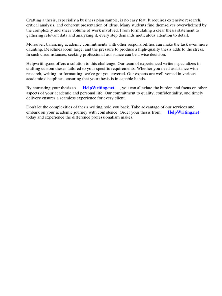 Thesis Business Plan Sample | Download Free PDF | Internet | Innovation