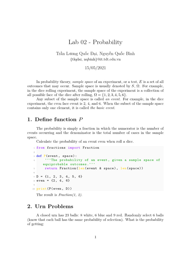 02 Probability Pdf Probability Mathematical Concepts