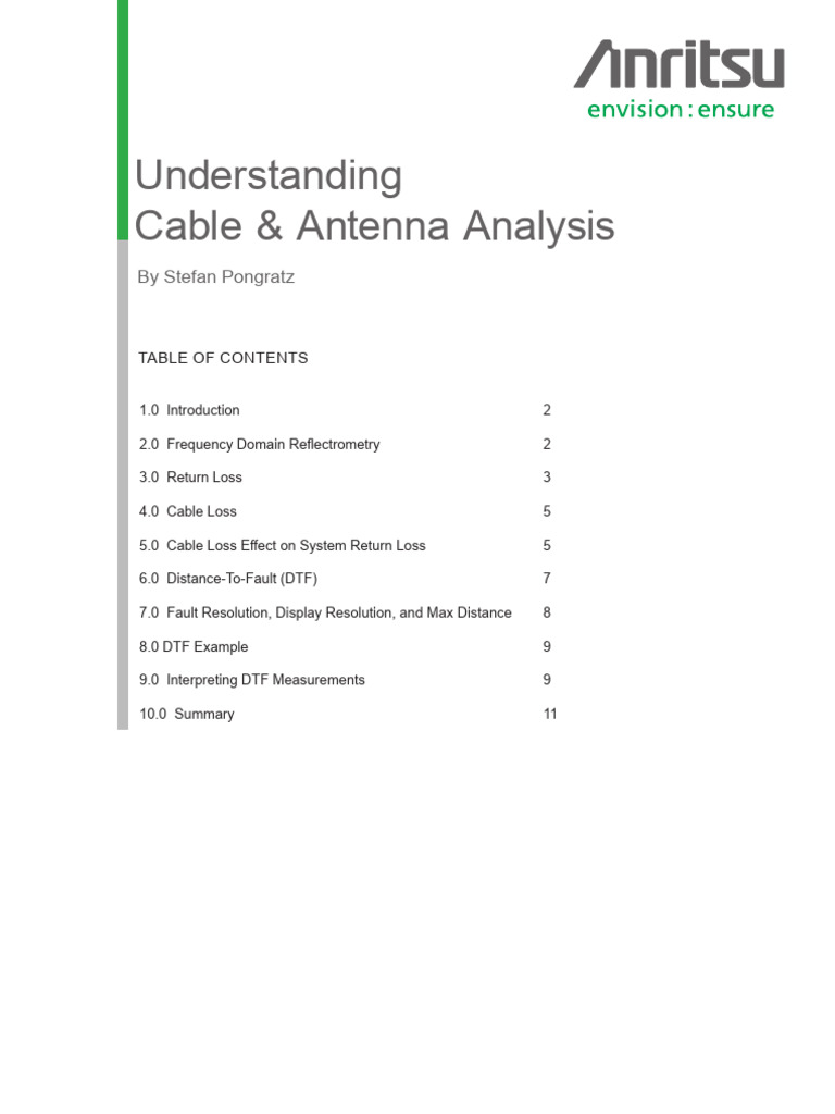 Understanding Cable & Antenna Analysis: by Stefan Pongratz | PDF ...