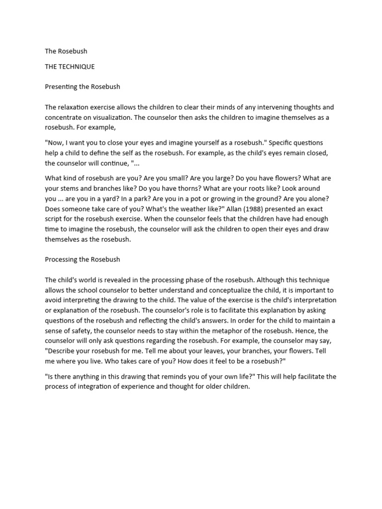 Rosebush Visualization Therapy Guide | PDF
