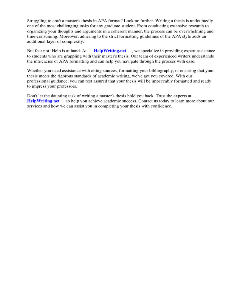 Reference Masters Thesis Apa Format | PDF | Apa Style | Citation