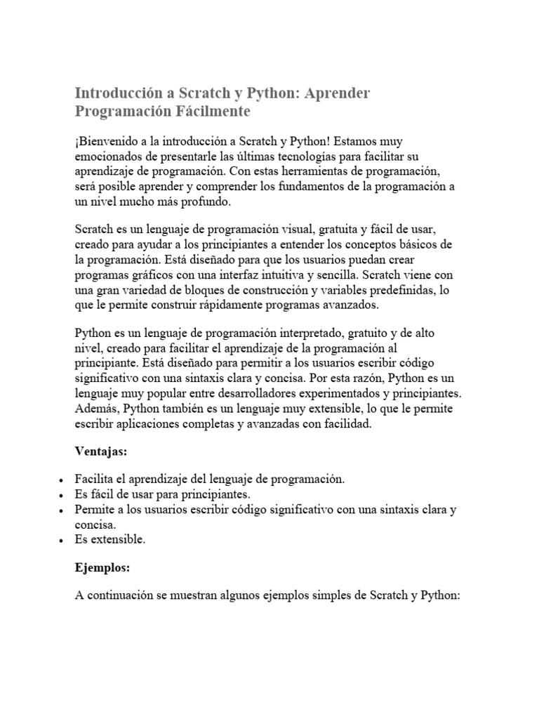 Scratch y Phython | PDF | Scratch (lenguaje de programación) | Lenguaje de programación