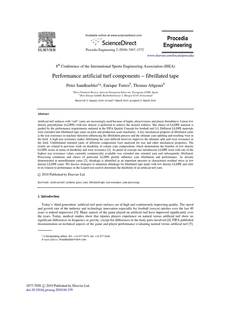 Procedia Eng 2 (2010) 3367-3372 - Performance Artificial Turf ...