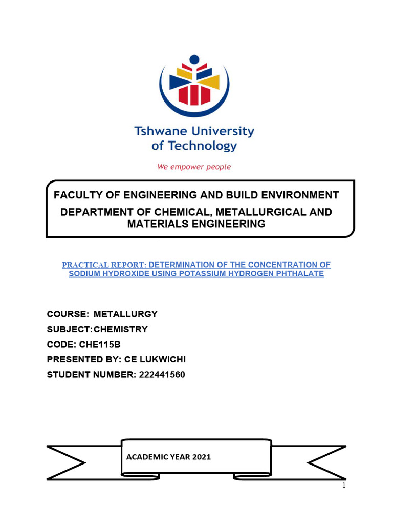 Chemistry Practical Report | PDF | Titration | Chemistry