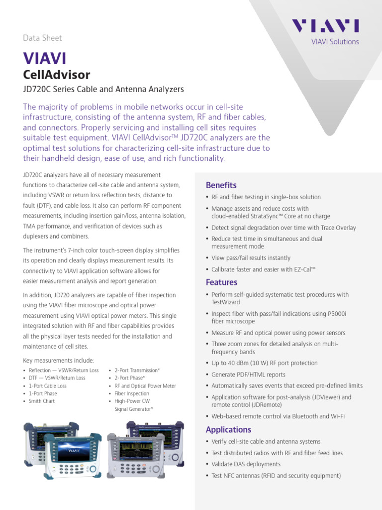 JDSU JD724C Celladvisor Jd720c Series Cable and Antenna Analyzers Data ...