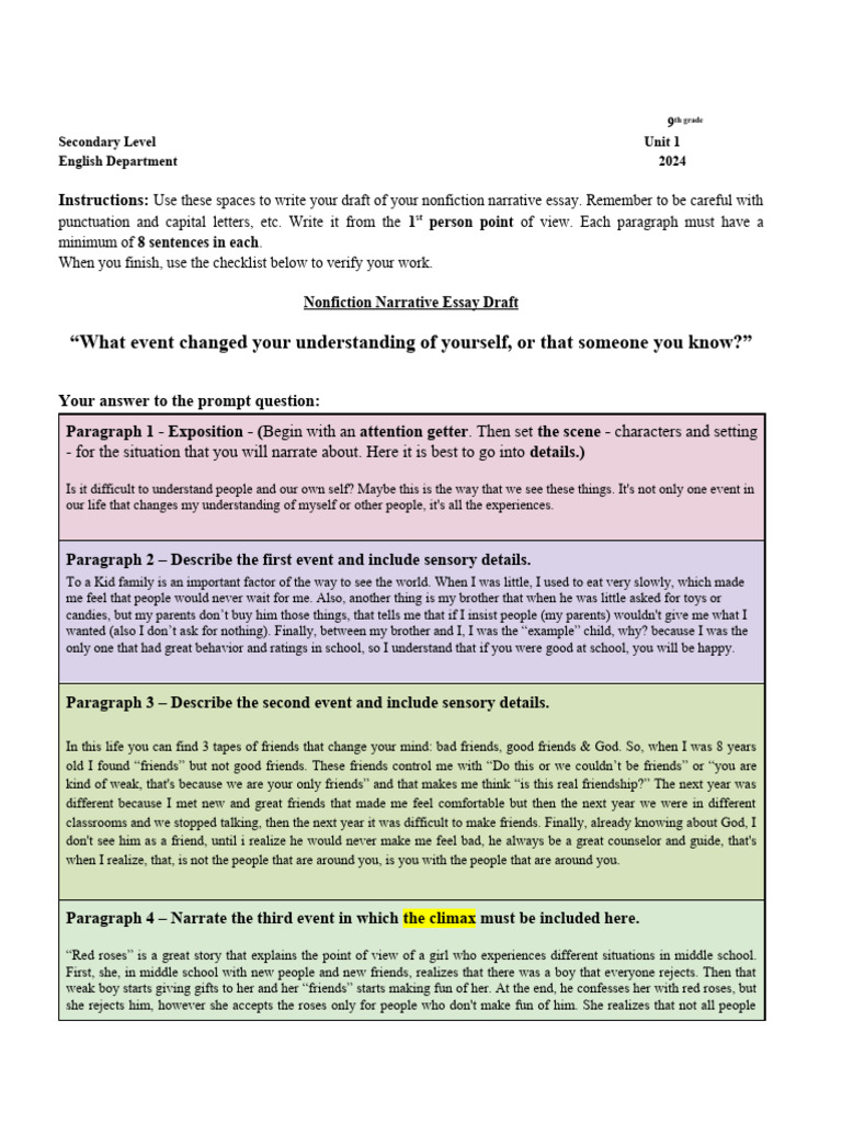 Nonfiction Narrative Essay Guide | PDF | Psychology