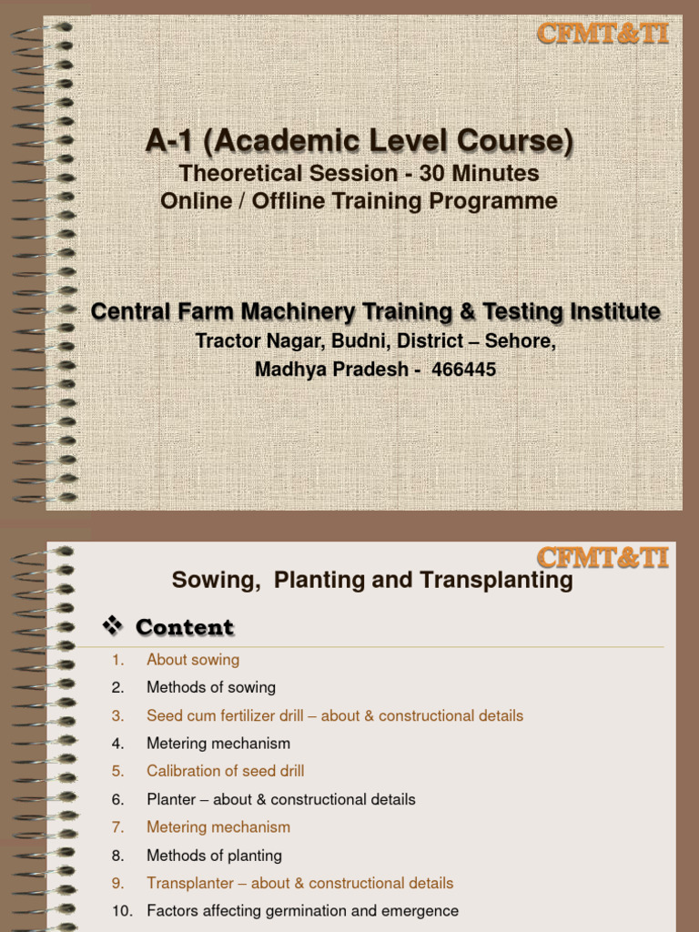 A-1 Sowing Planting & Transplanting DR Final | PDF | Sowing | Plough