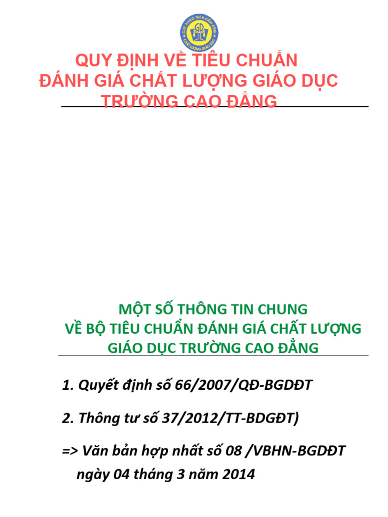 3 Gioi Thieu Bo Tieu Chuan Cao Dang 07 10 | PDF