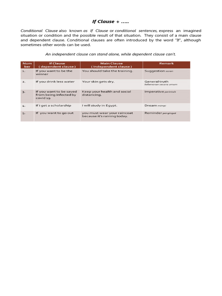 If Clause As Reminder - General Truth - Dream - Imperative - Suggestion | PDF