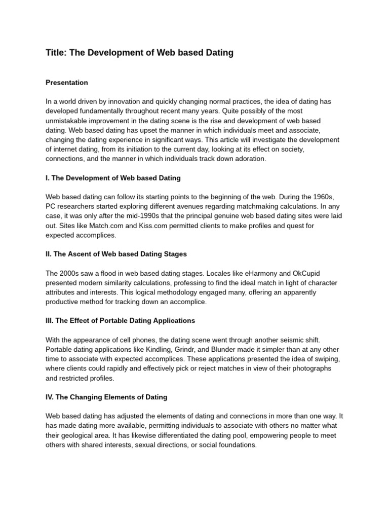 Evolution of Online Dating History | PDF | Web Application | Internet