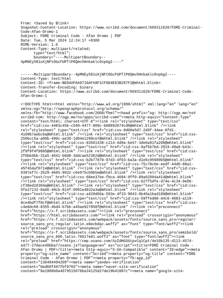 FDRE Criminal Code - Afan Oromo - PDF | PDF | Information Technology ...