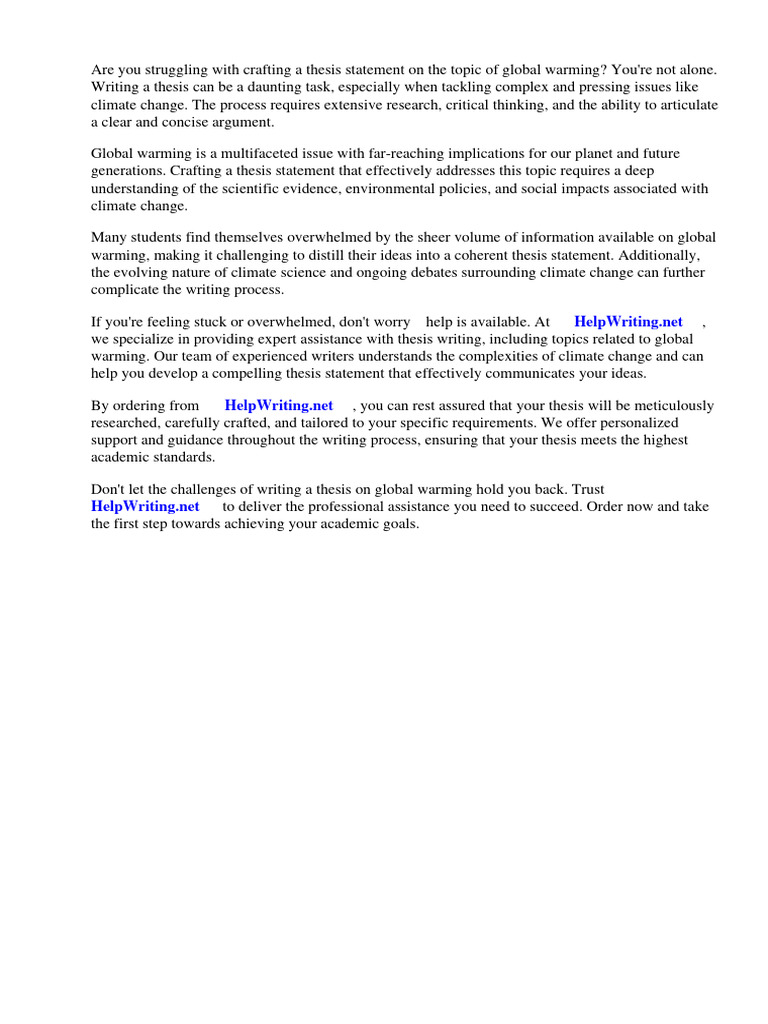 Example Thesis Statement On Global Warming | PDF | Climate Change ...