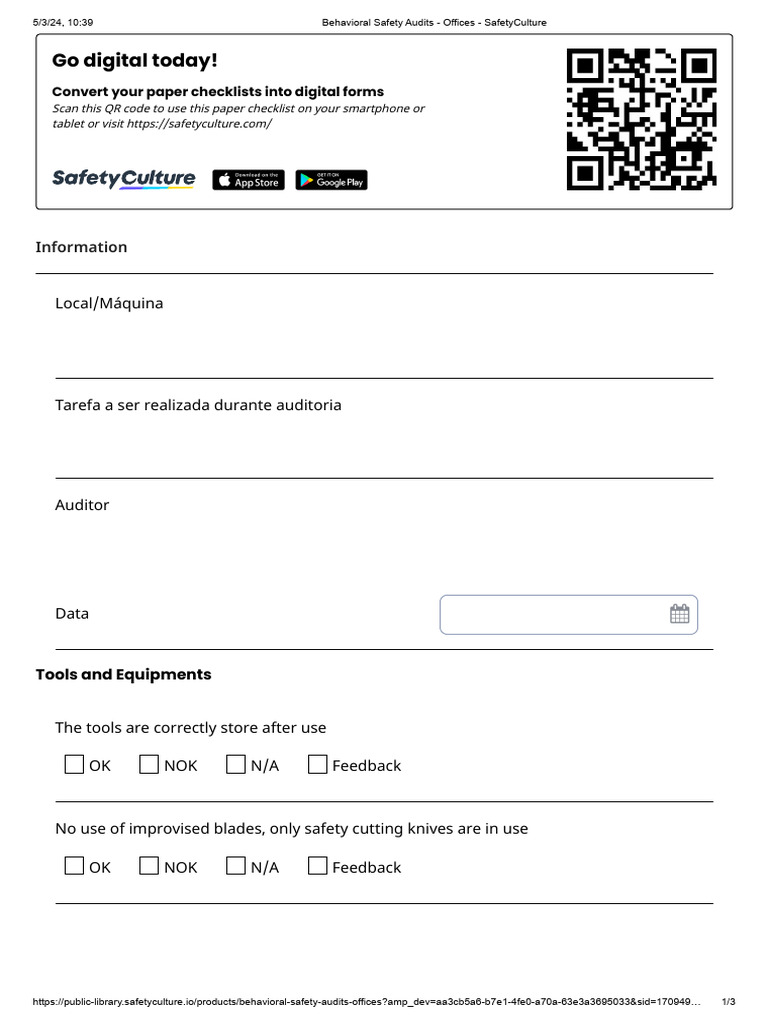 Behavioral Safety Audit Checklist | PDF | Technology & Engineering