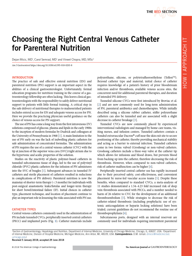 Choosing The Right Central Venous Catheter | PDF | Intravenous Therapy ...