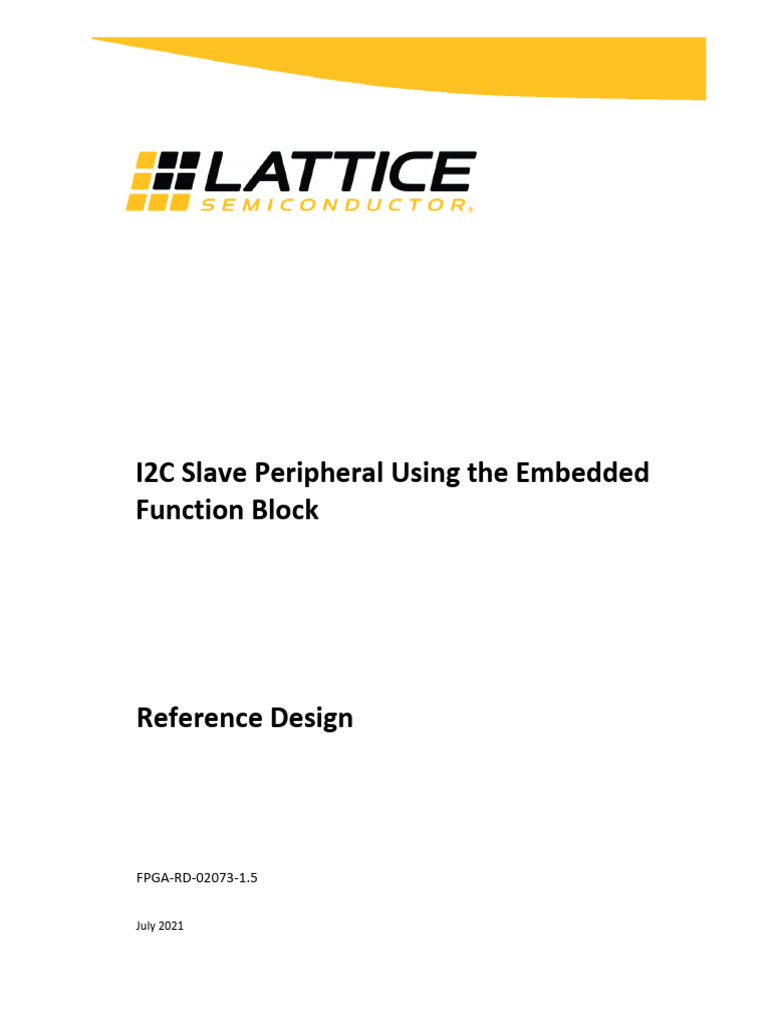 Fpga Rd 02073 1 5 I2c Slave Peripheral Using Embedded Function Block Pdf Inputoutput