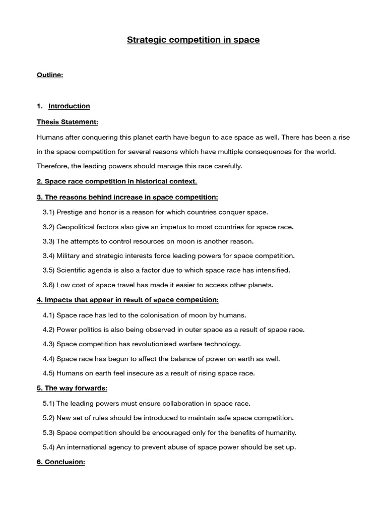 Strategic Competition in Space Race | PDF | Space Race | Space Debris