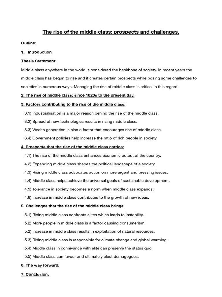 Rising Middle Class - Prospects and Challenges. | PDF | Middle Class ...