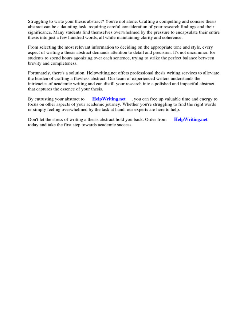 Thesis Abstract Sample PDF | PDF | Thesis | Abstract (Summary)