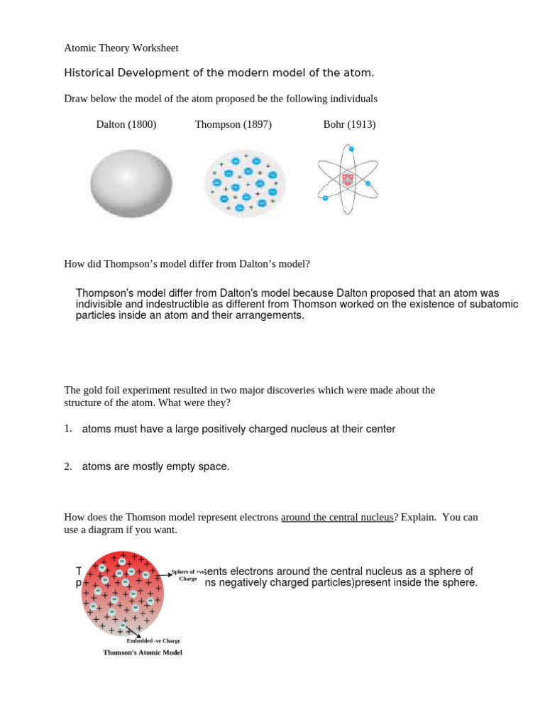 Atomic Theory Worksheet Magic Number Quiz | PDF | Atoms | Atomic Nucleus