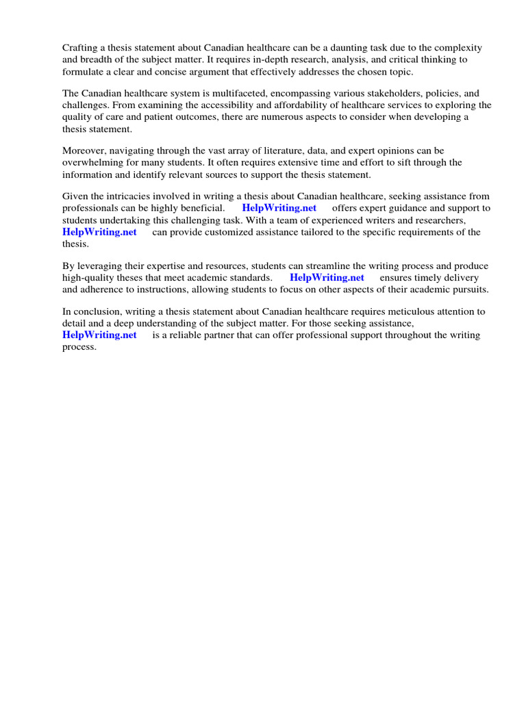 Thesis Help for Canadian Healthcare | PDF | Health Care | Medicare ...