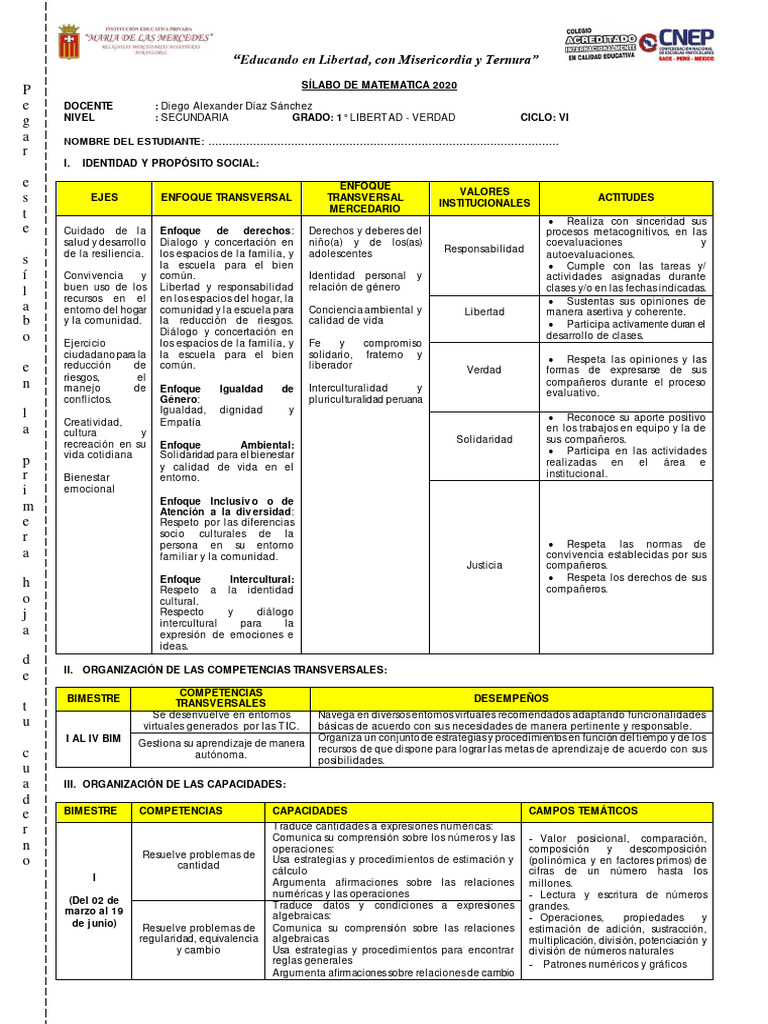 Silabo 1° | PDF | Geometría | Las emociones