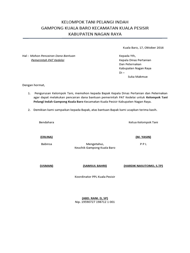 Contoh Rekom penarikan bantuan | PDF